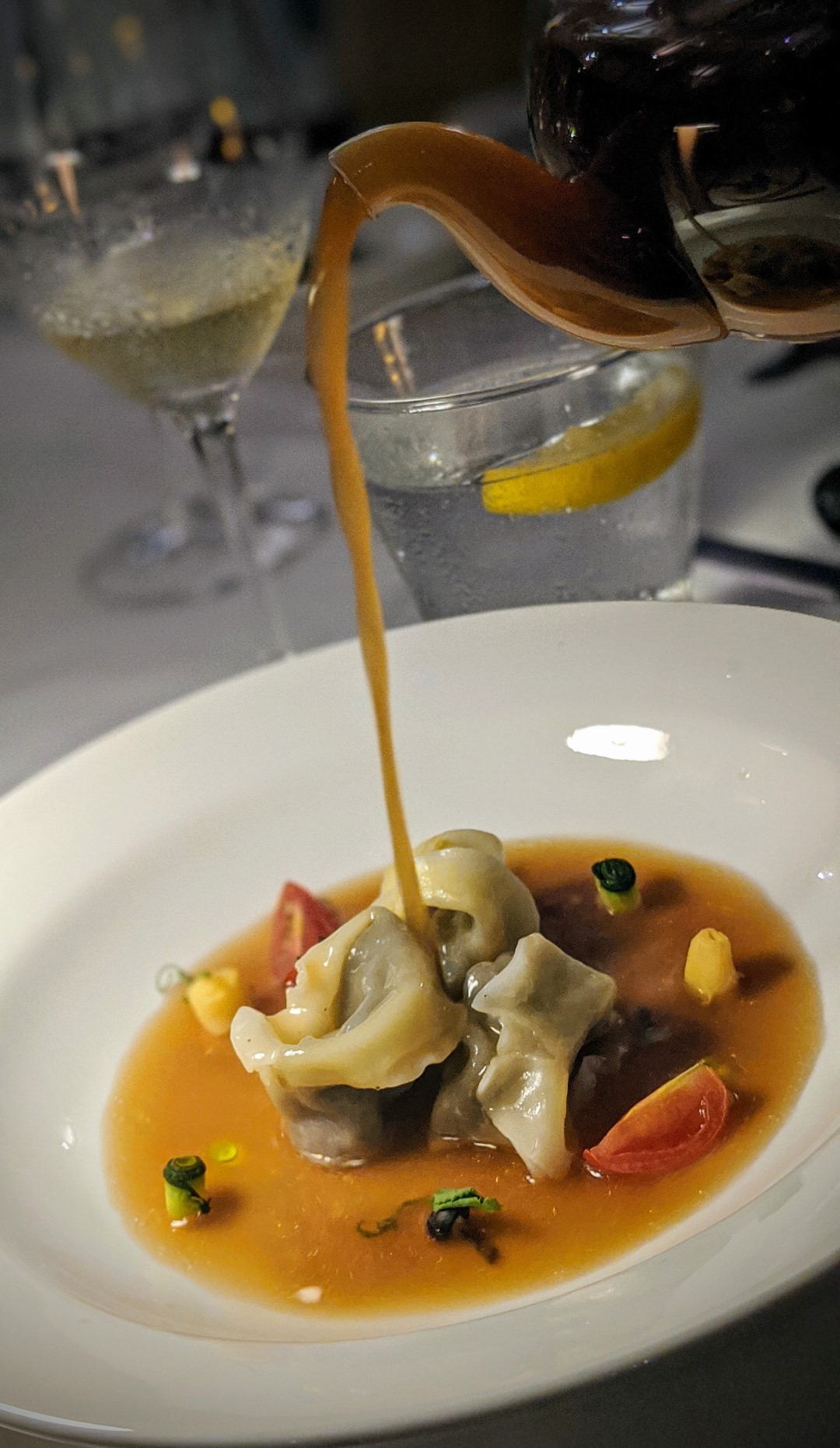 Oxtail consommé with Earl Grey-infused oxtail ravioli - EatDrink